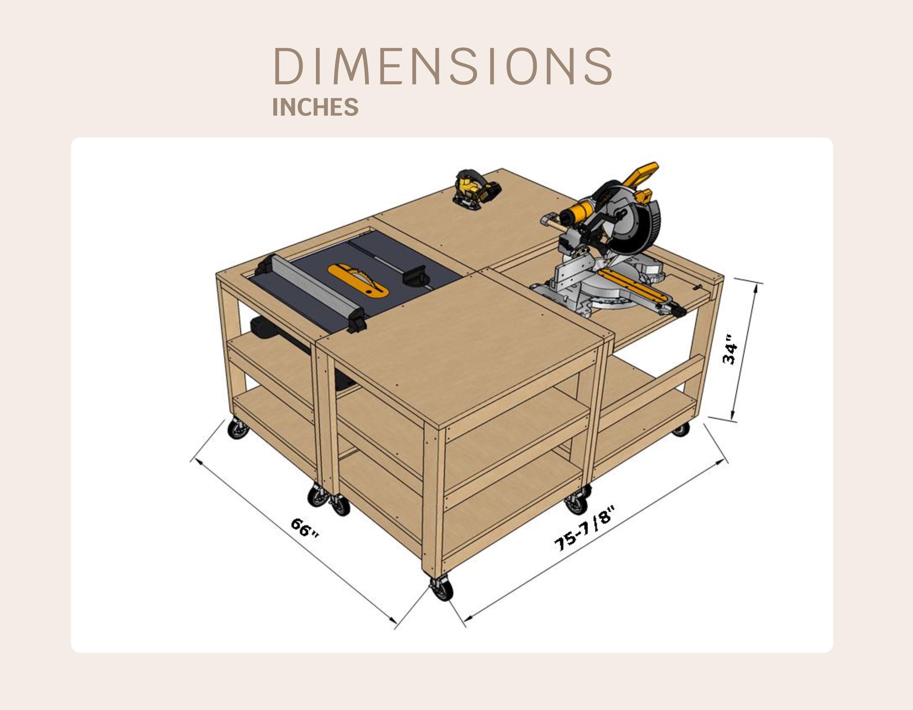 4pcs Workbench Plans, Workshop PDF, DIY Garage Workbench, Miter Saw ...