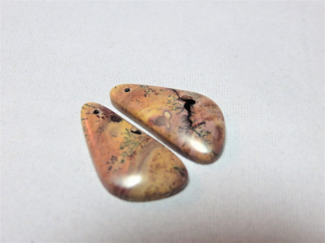 Natural Smooth Plume Jasper Modified Trillion 12x23mm - One Pair - Etsy
