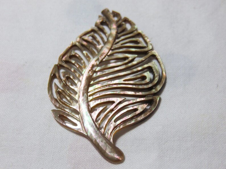 Natural Huge Iridescent Oyster Shell Carved Feather 41x69mm - Etsy