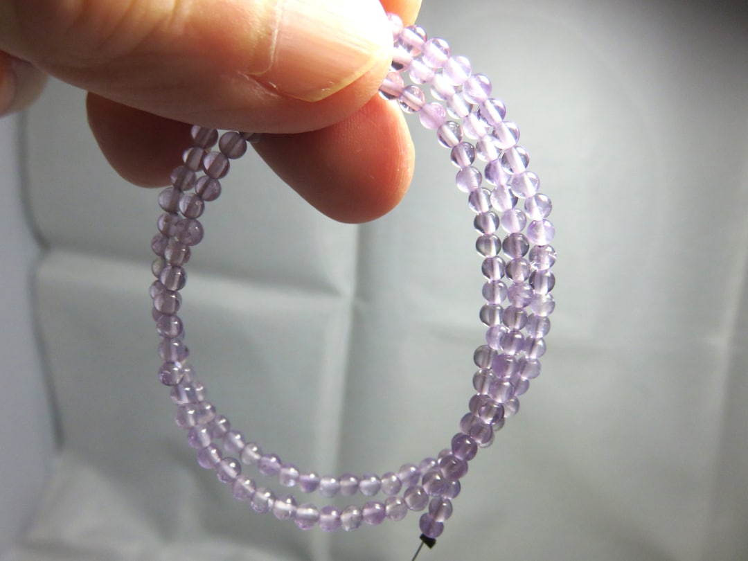 Natural Light Purple Amethyst Smooth Transparent 3mm Round Beads, a ...
