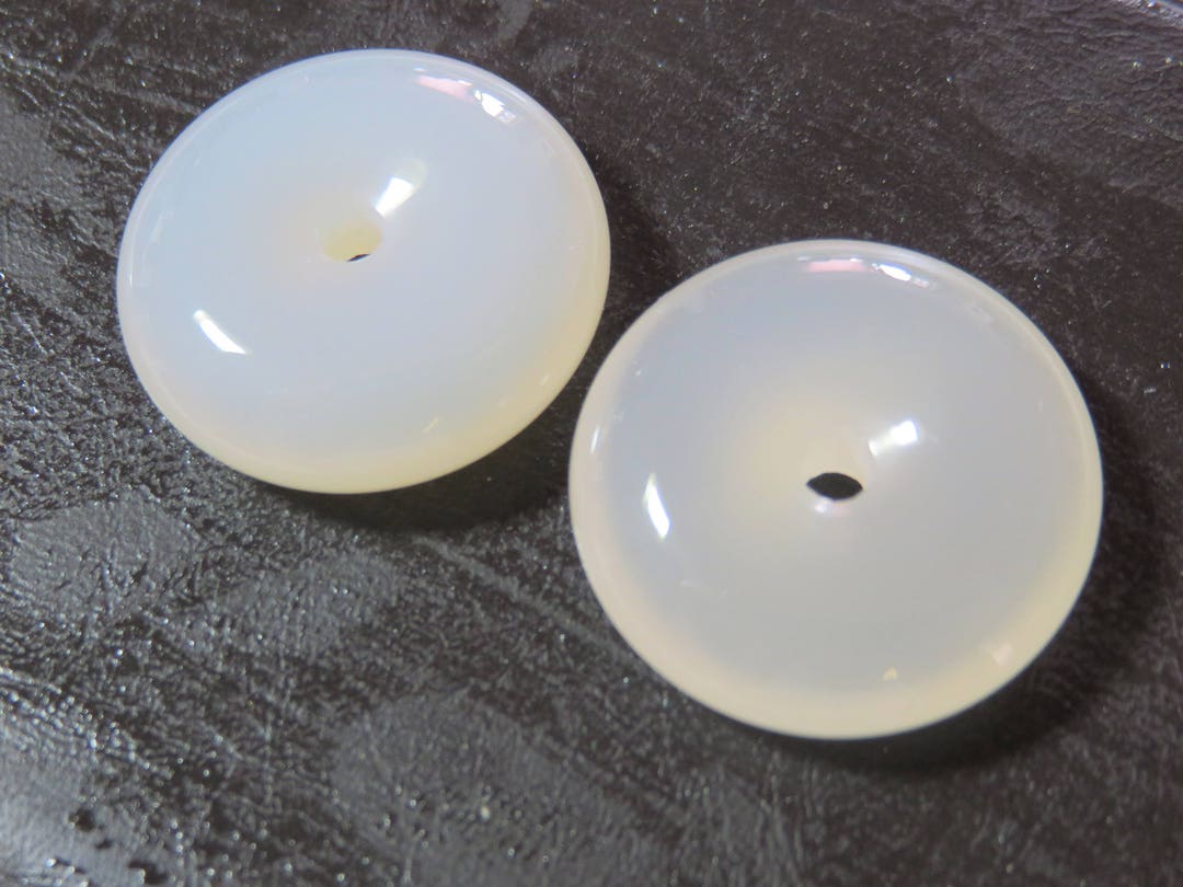 Natural Smooth Milky Color Agate Round 25mm Diameter - One Pair - Etsy