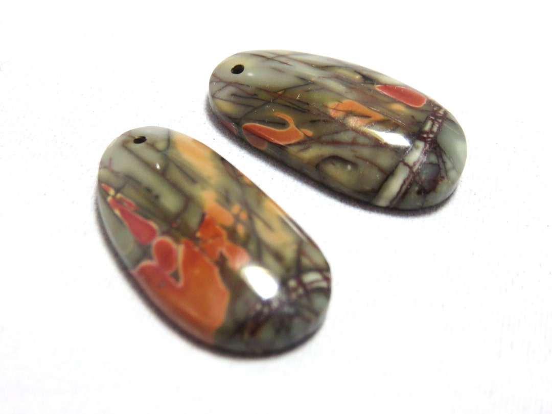Natural Smooth Red Creek Jasper Freefoem Shape 15x26mm - One Pair - Etsy