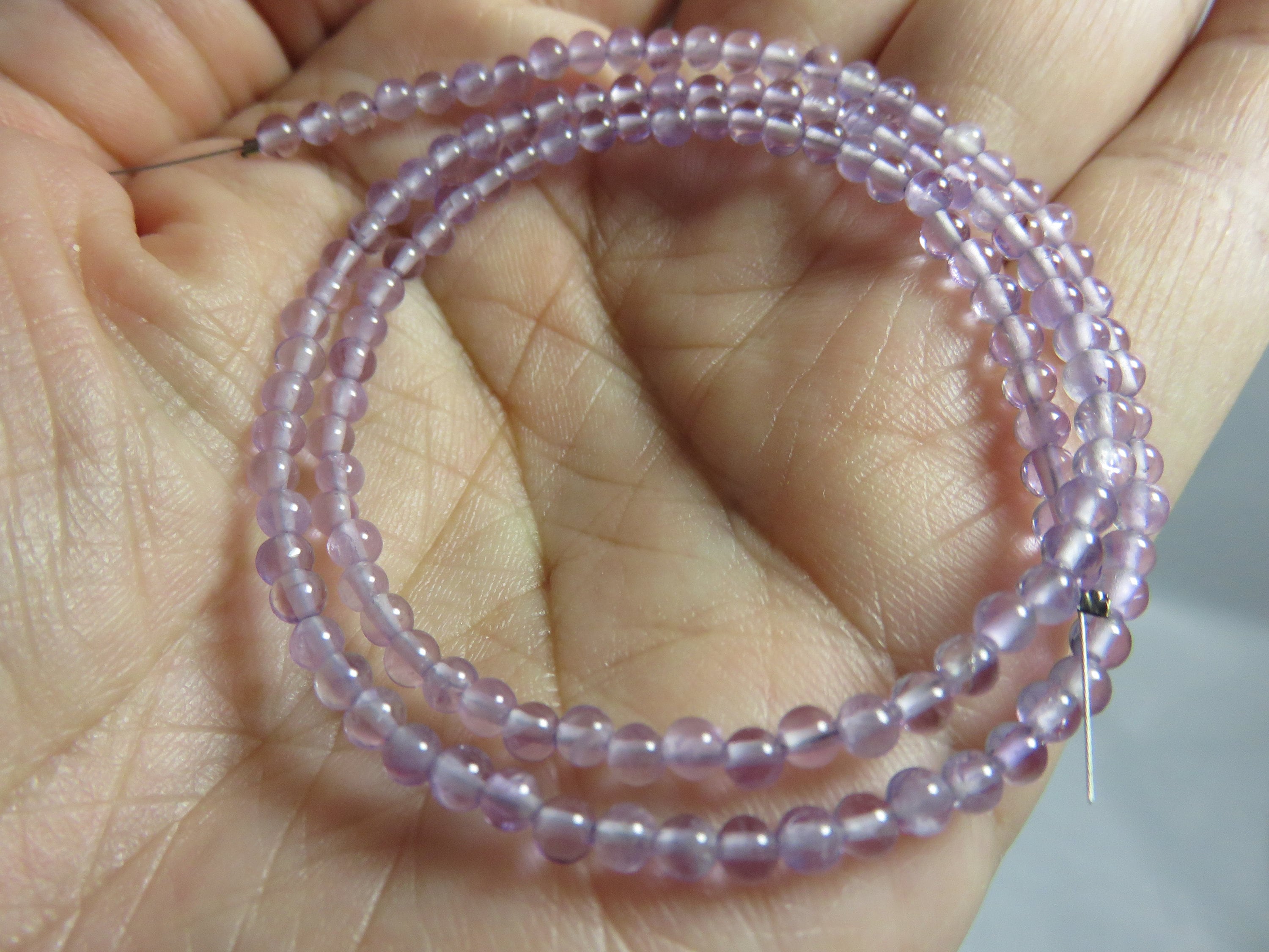 Natural Light Purple Amethyst Smooth Transparent 3mm Round Beads, a ...