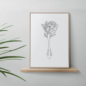 Family Birth Flower Art Print, Birth Flower Tattoo Designs, Birth ...