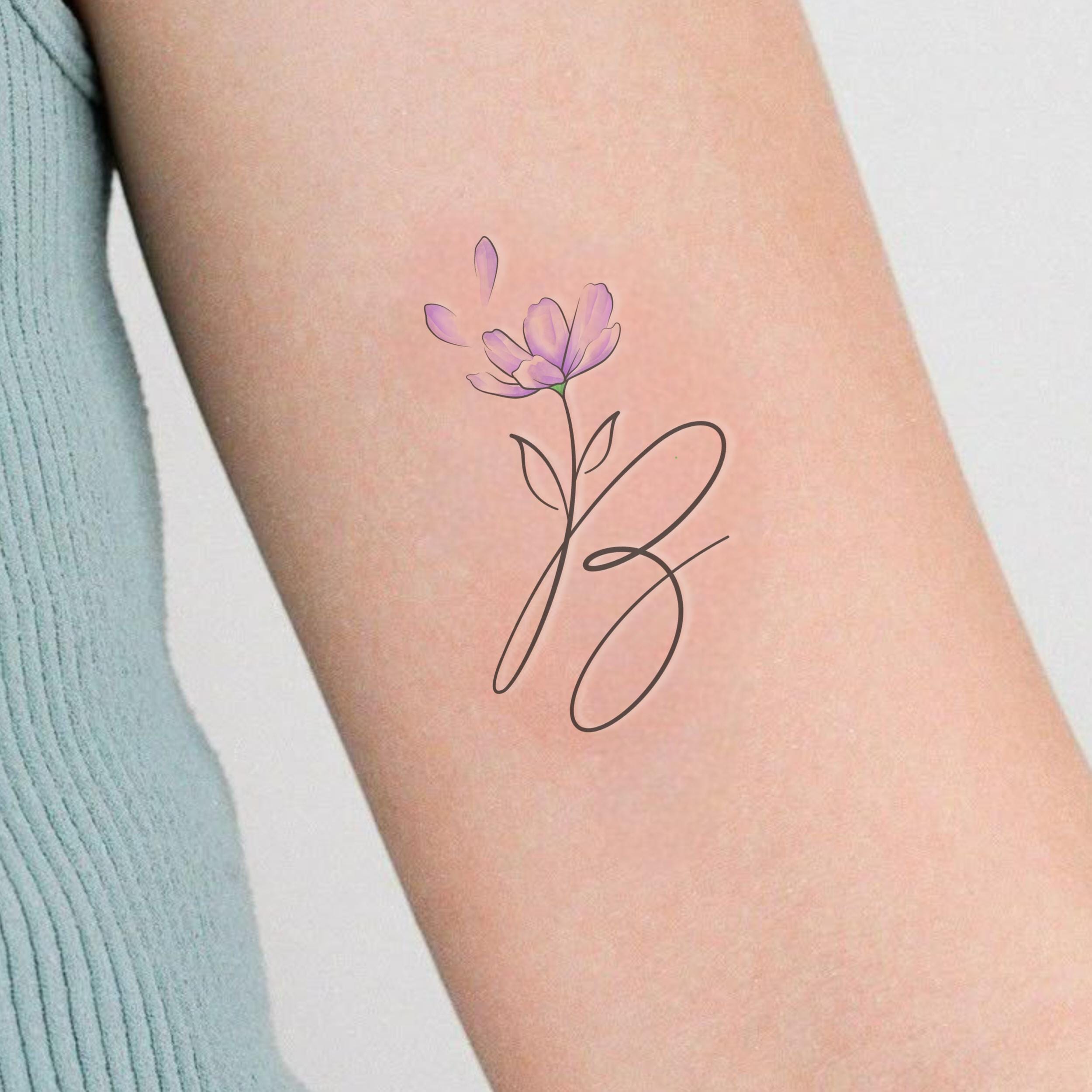 Custom Initial Tattoo Designs With Flower, Floral Initial Tattoo ...