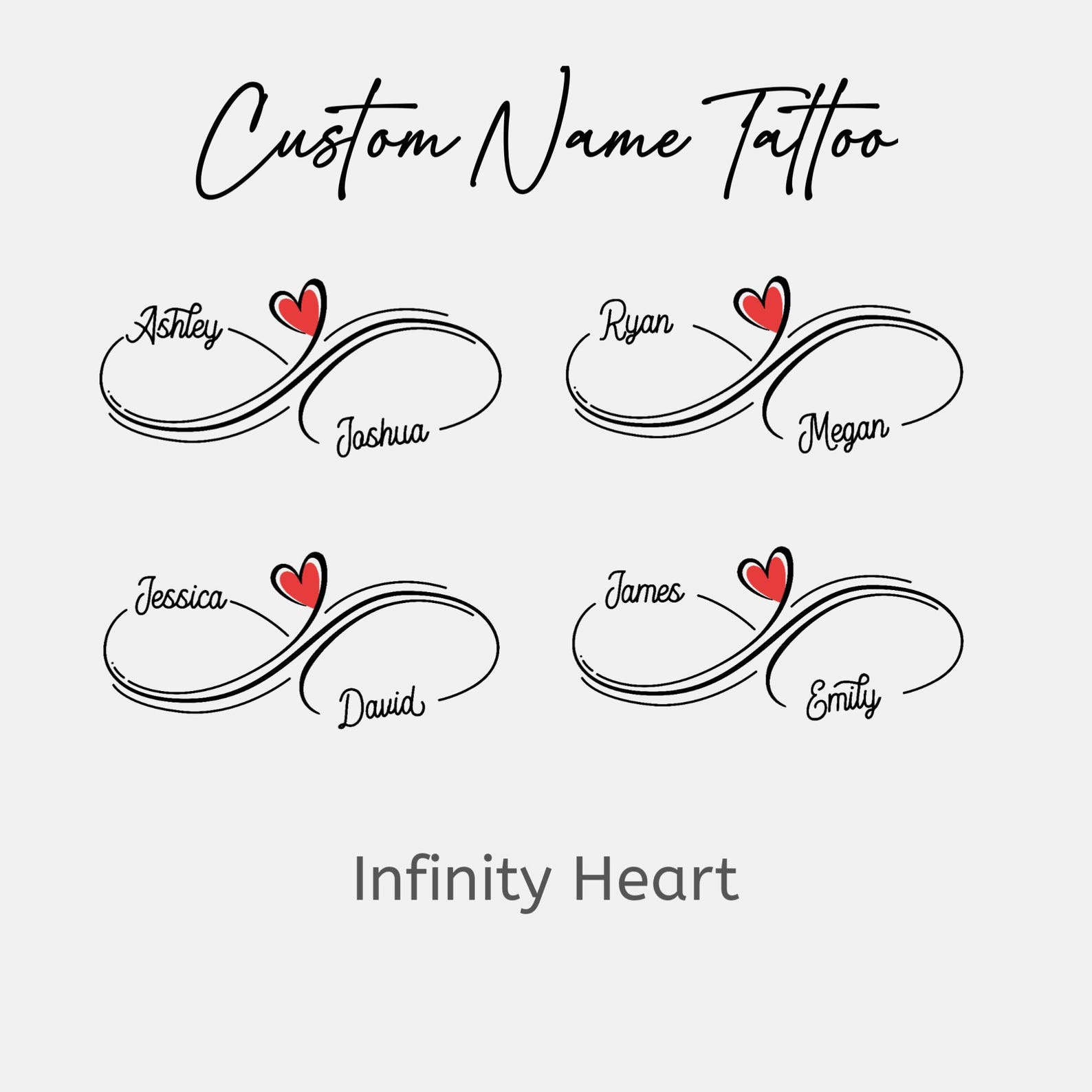 Custom Two Names Tattoo Designs, Couple Tattoo, Wedding Temporary ...