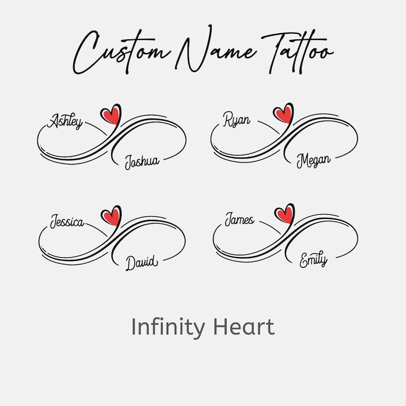 Digital Two Names Tattoo Designs, Couple Tattoo, Wedding Temporary ...