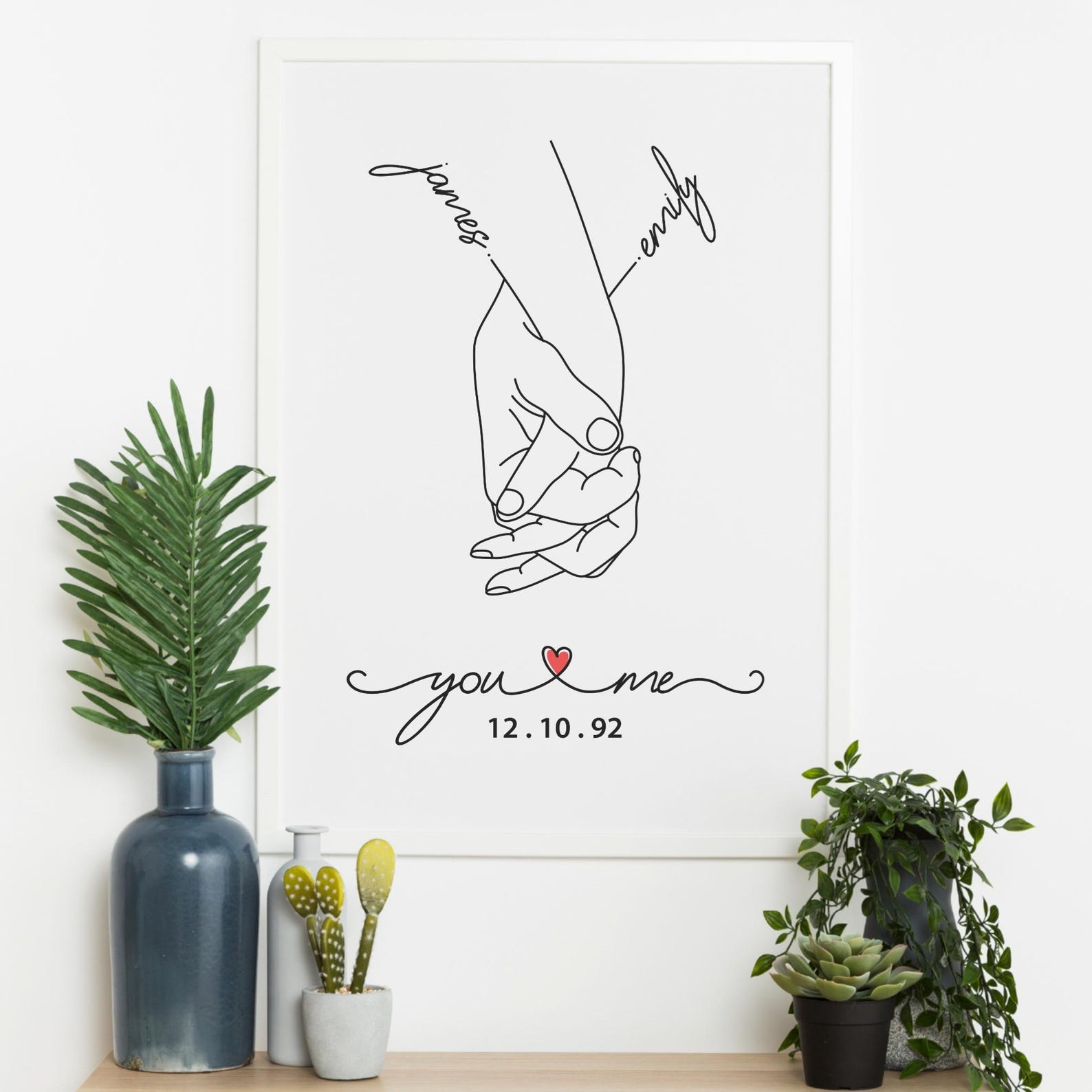 Personalized Holding Hands With Names, Names Hold Hands Line Art ...