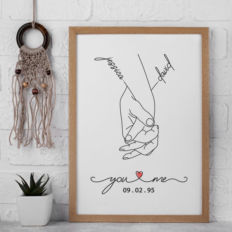 Personalized Holding Hands With Names, Names Hold Hands Line Art ...