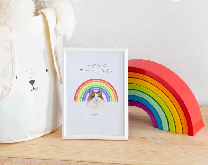 Rainbow Bridge Memorial Custom Portrait Rainbow Bridge Pet Loss ...