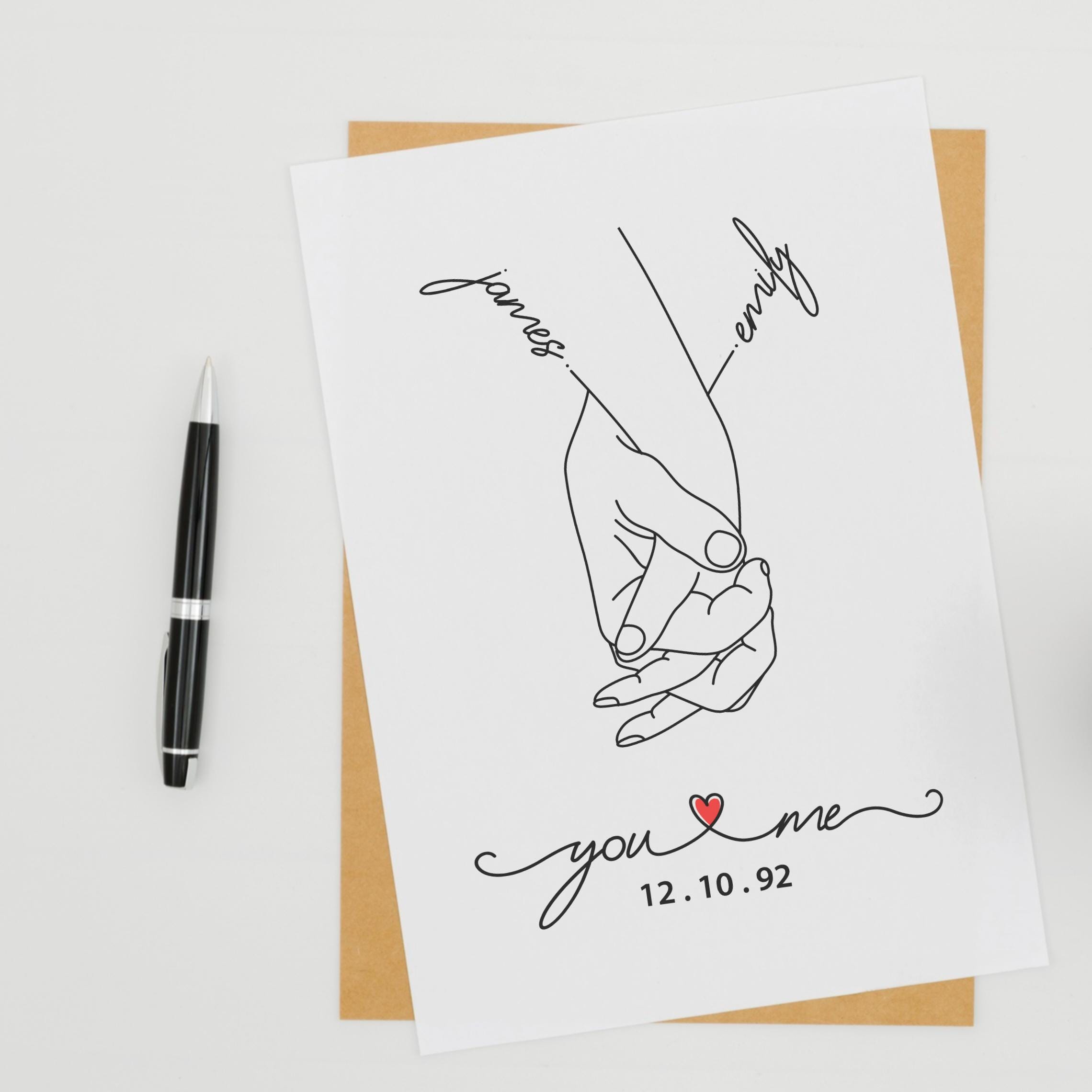Personalized Holding Hands With Names, Names Hold Hands Line Art ...