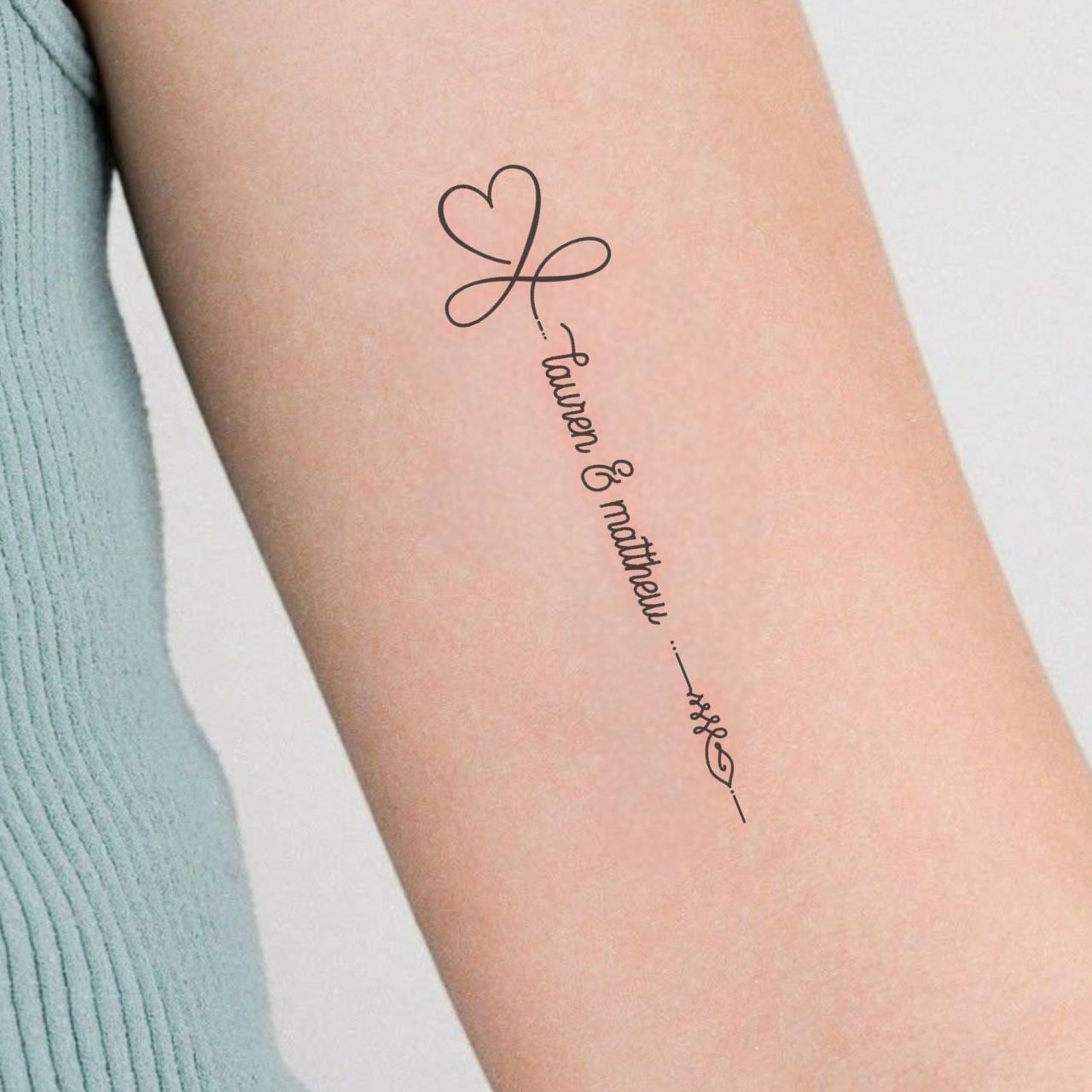 Digital Two Names Tattoo Designs, Infinity Heart Flower Tattoo ...