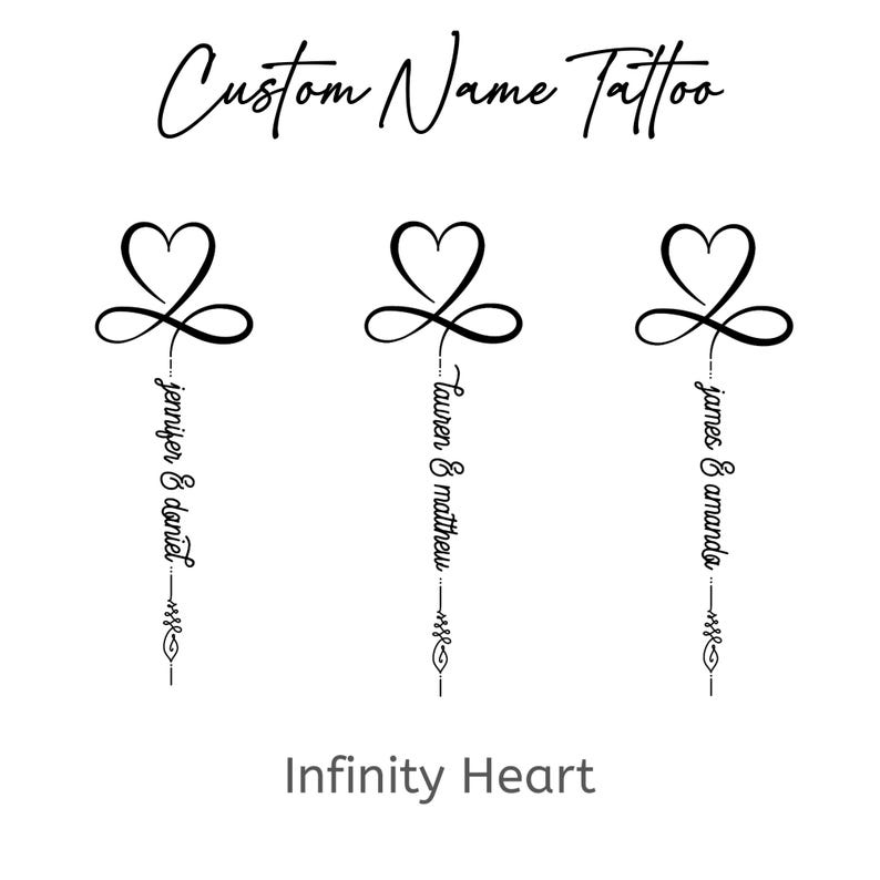 Heart Infinity Tattoo With Names, Couple Tattoo, Grooming Temporary ...