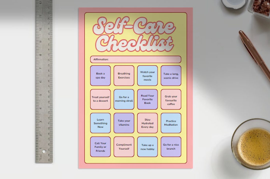 Self-care Checklist Printable Mental Health Tracker Digital PDF ...