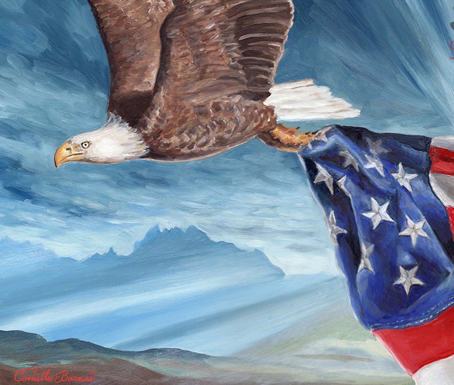 Patriotic Wall Art, Eagle and Flag, American Bald Eagle & Flag, Prints ...
