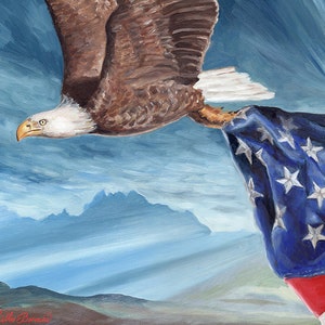 Patriotic Wall Art, Eagle and Flag, American Bald Eagle & Flag, Prints ...