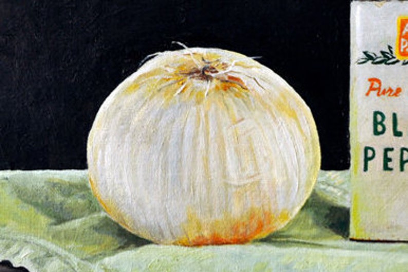Original Oil Painting, Ann Page and Onion. Realism, 9x12, Antique ...