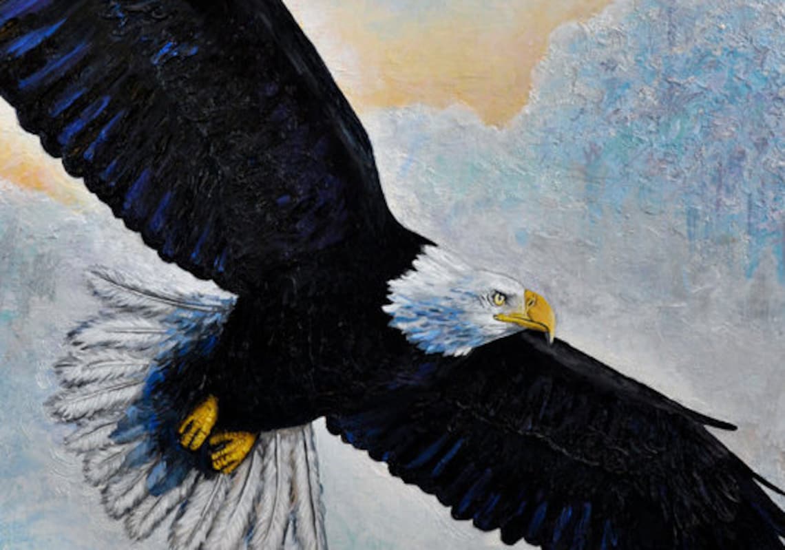 Stretched Canvas print Soaring Eagle heavenly glorious | Etsy