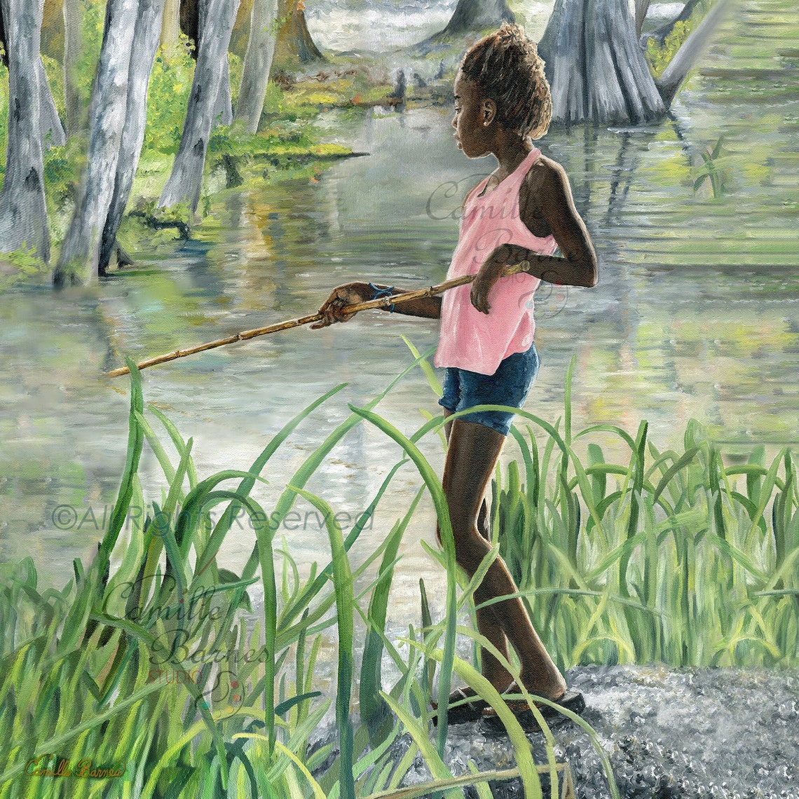 PRINT of Original Oil Painting Louisiana Fishing on a - Etsy