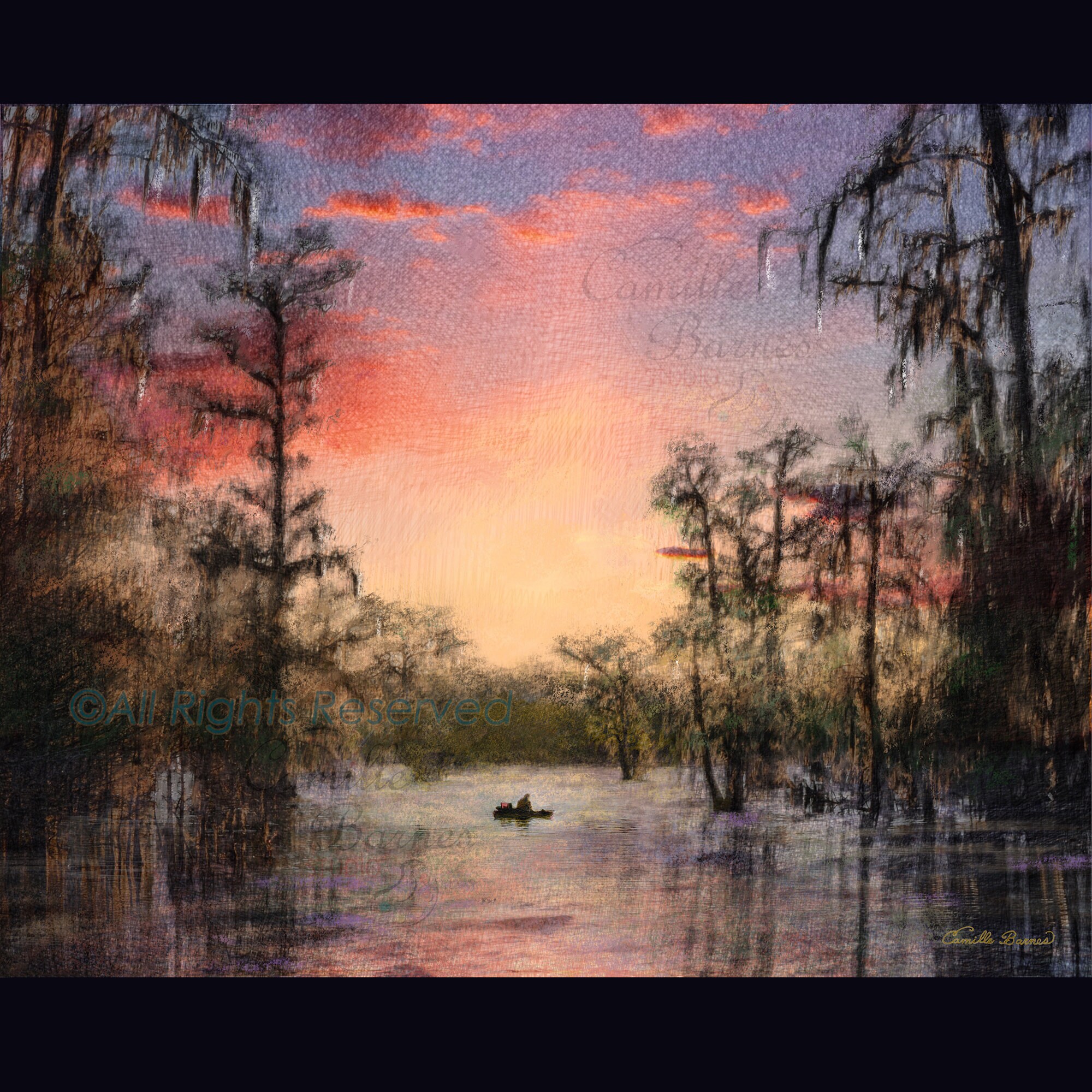 Manchac Sunset - Marshland, Print on Canvas Art - Unframed, Bayou Scene ...