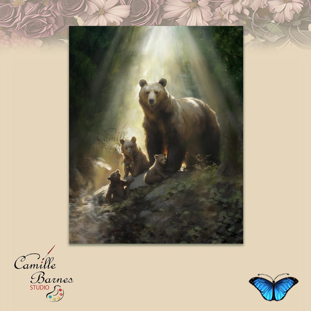 PRINTS "guardian of the Cubs" Tennessee Landscape Woodlands Momma Bear ...