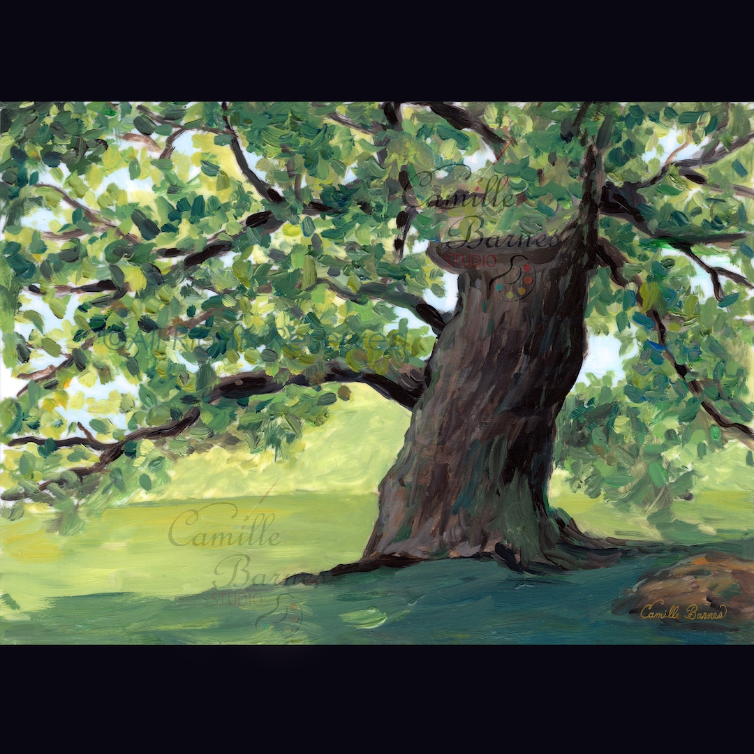 ORIGINAL Nature's Calm, Oak Tree Art, Peaceful Landscape, Impressionism ...