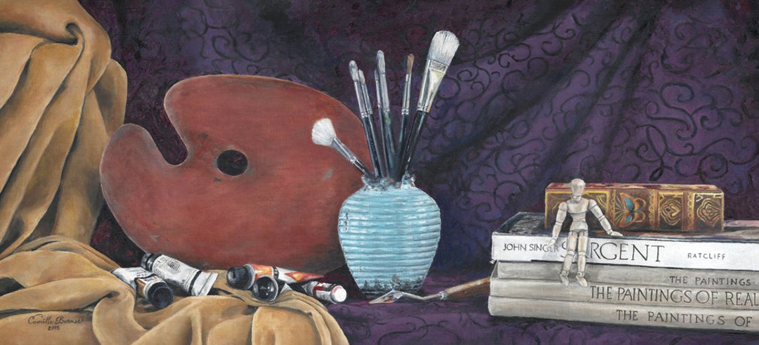 Artsy Still Life. Art Studio Scene, PRINT of Original Oil Painting ...