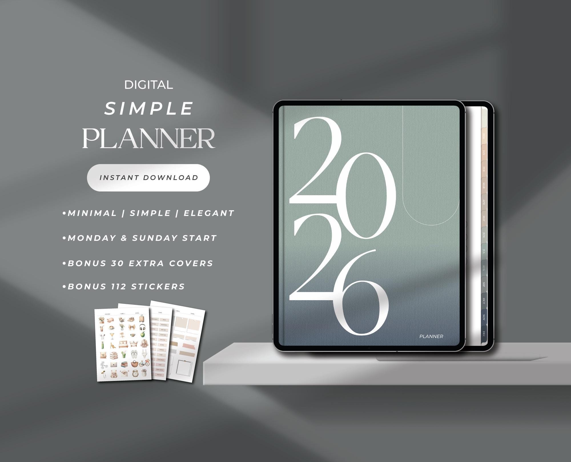 2026 Simple Digital Planner Minimalist Elegant Planner for Goodnotes ...