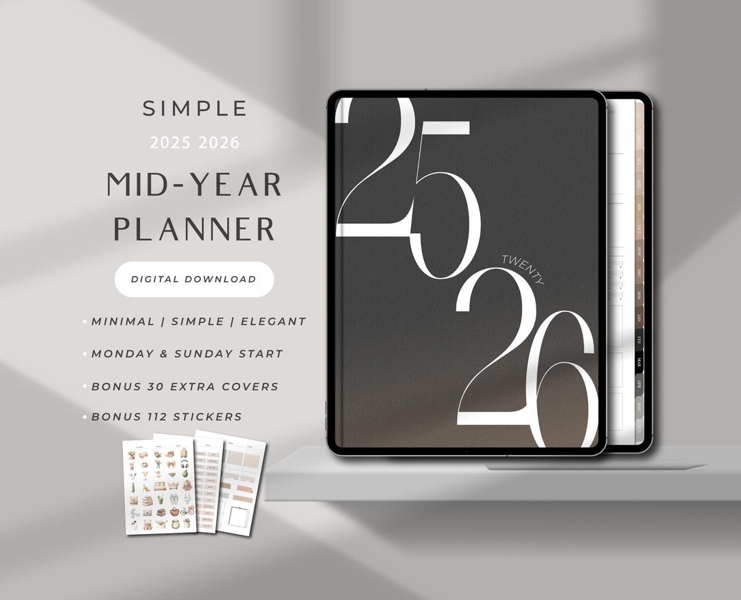 Simple Digital Planner 2025 2026 Minimalist Planner for Goodnotes Mid ...