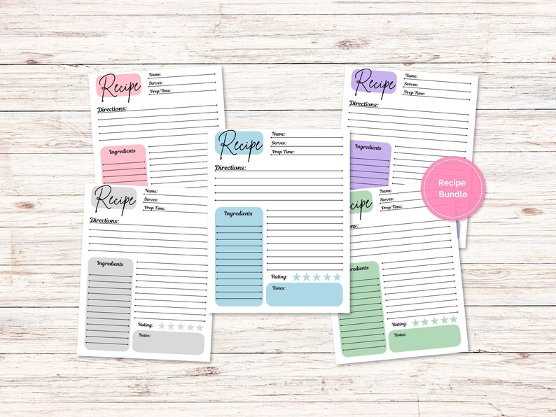 Weekly Menu and Recipe Sheet Bundle | Weekly Meal Planner Bundle ...