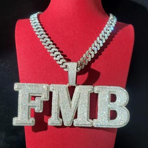 Iced Cubic Zirconia Number Pendant: Custom Cuban Link Chain, Hip Hop ...