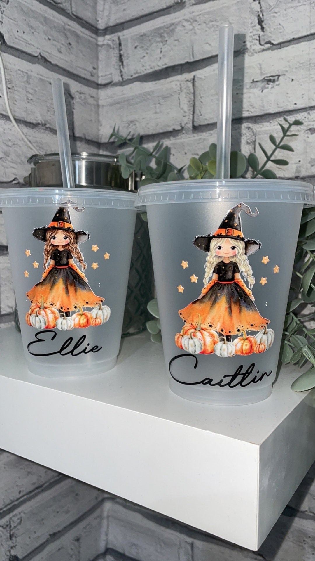 Halloween Cold Cup Tumbler Scary Trick or Treat Personalised Witch ...