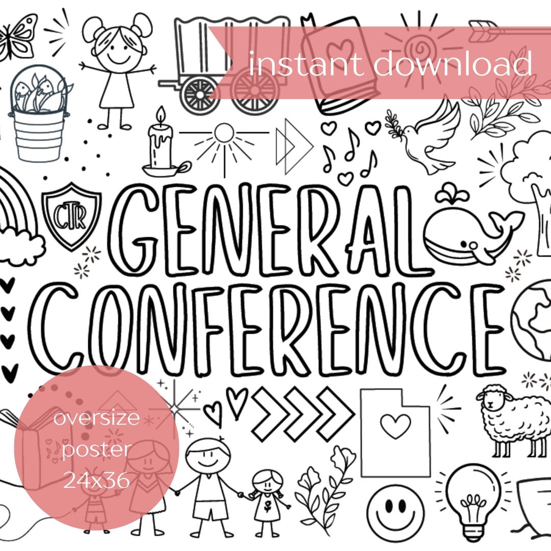 LDS General Conference Coloring Poster, Kids Activity DIGITAL DOWNLOAD ...