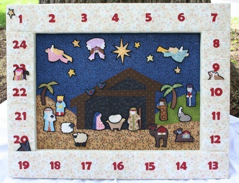 Christmas Nativity Advent Calendar, Magnetic, Pattern - Etsy