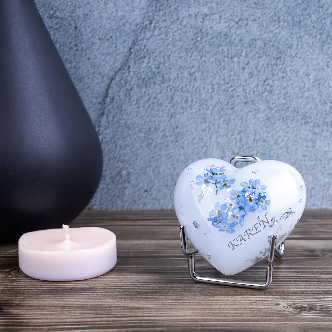 Small Forget Me Not Custom Name Heart Keepsake Plant Urn for Human ...