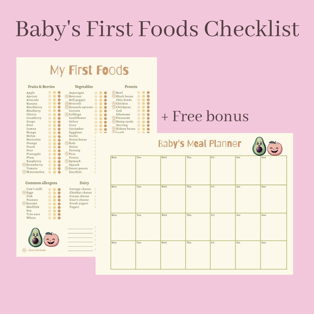 Baby's First Foods Checklist I Baby Food Printable Tracker I 90 Foods ...