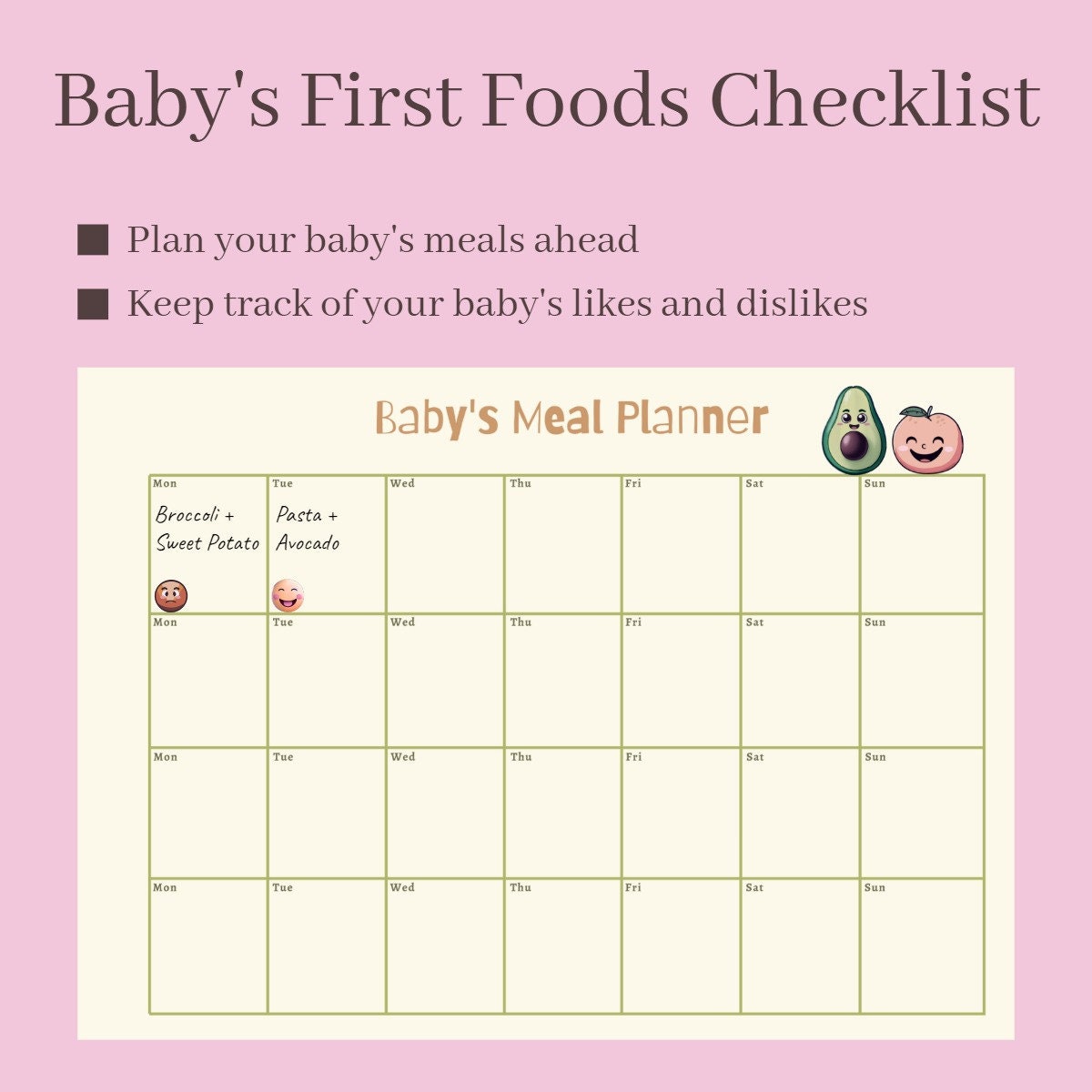 Baby's First Foods Checklist I Baby Food Printable Tracker I 90 Foods ...