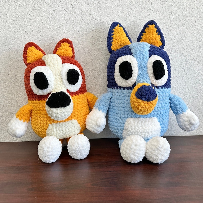 Handmade Crochet Blue or Red Heeler Pup, Heeler Sisters, Heeler Plush ...