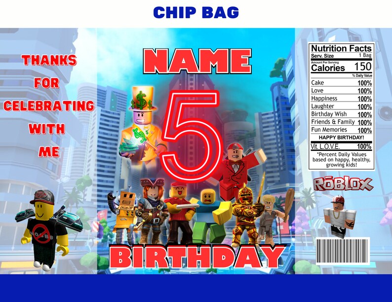 ROBLOX PARTY FAVORS Bundle- Chips Bag, Juice Labels, Water Bottle ...
