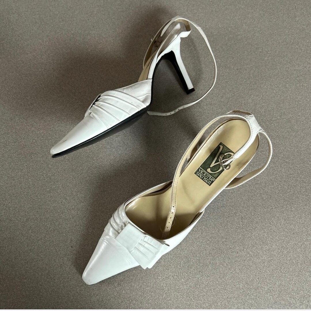 Vintage White Pointed Toe Heels Pumps Size 7.5 - Etsy