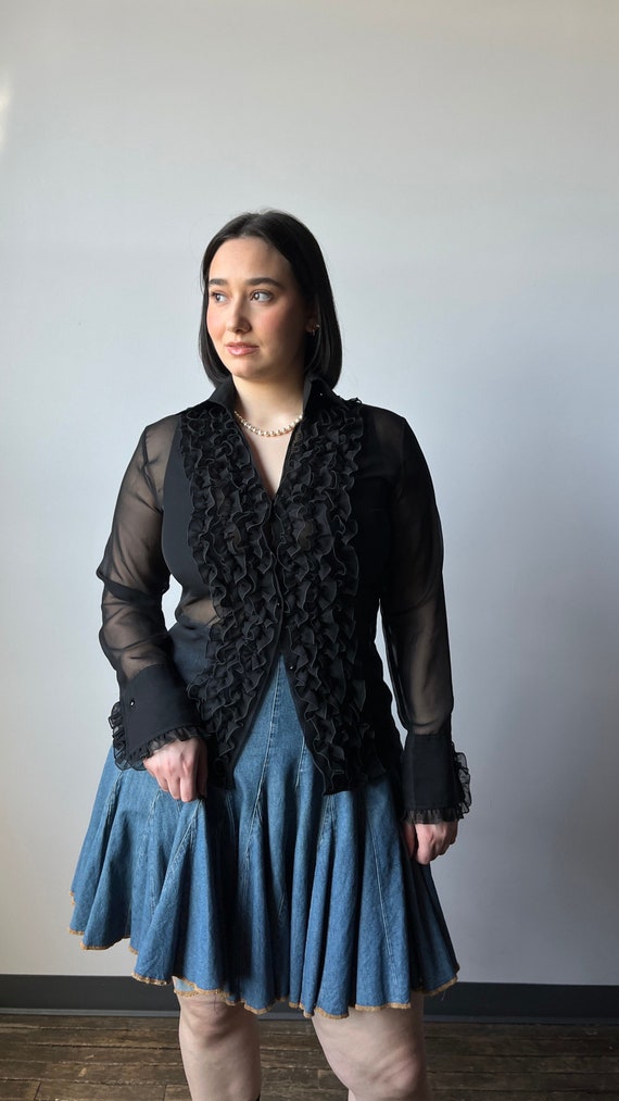 Sheer ruffle vintage blouse - Gem