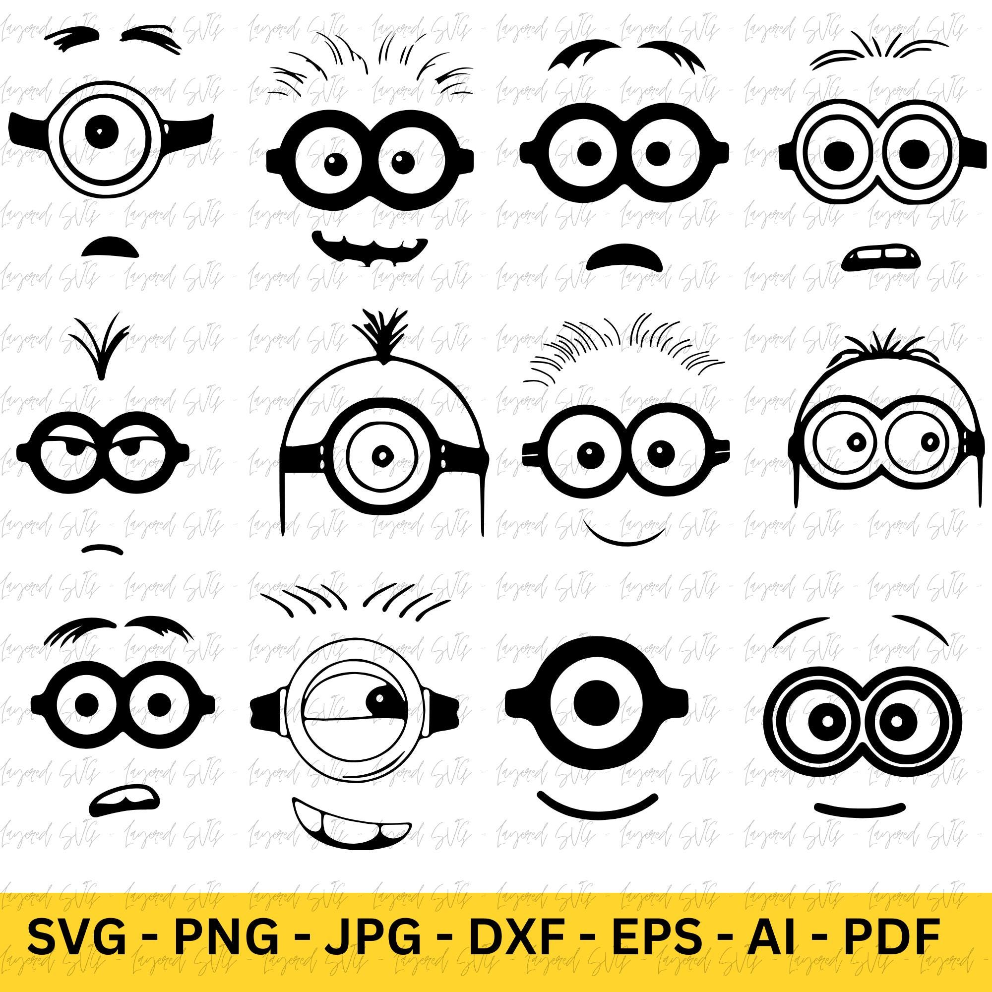 Minions Face Files, Vector Bundle, Clip Art, Silhouette, Cut Files for ...