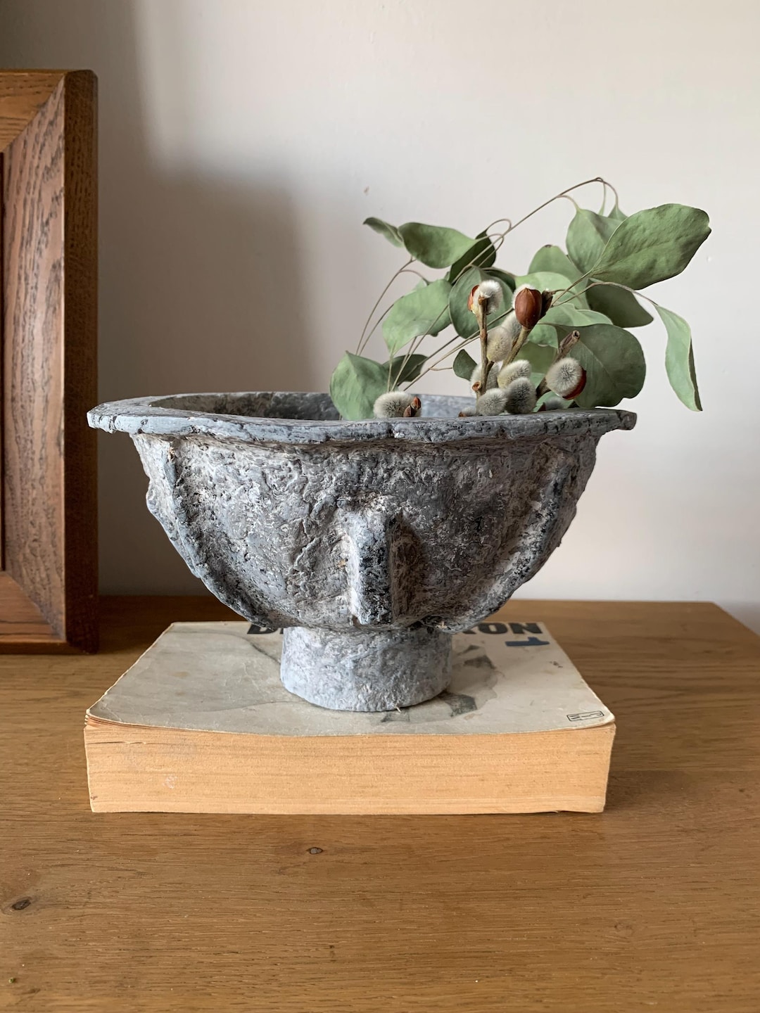 Decorative Bowl Paper Mache Paper Mache Wabi Sabi Rustic Organie Gray ...