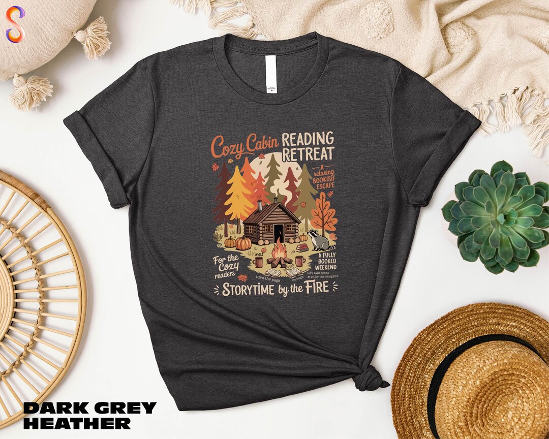 Cozy Cabin Reading Retreat Shirt, Fall Bookish T-shirt, Autumn Cozy ...