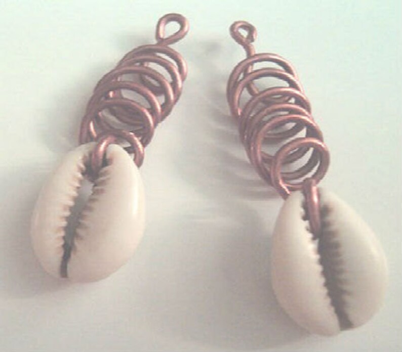 Cowrie Shell Copper Coiled Earrings - Etsy