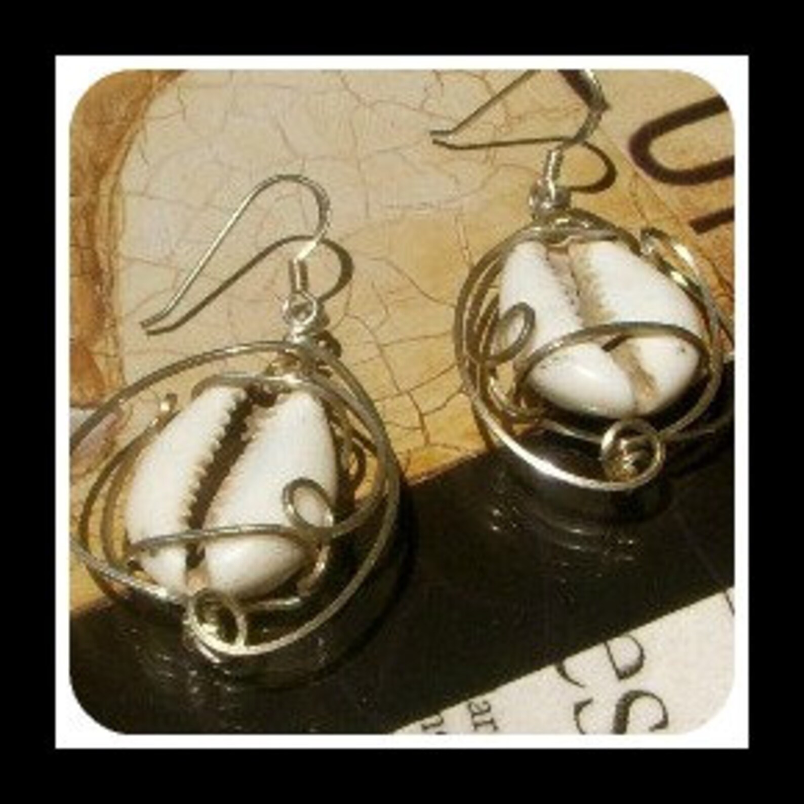 Cowrie Shell Wire Wrapped Earrings in Sterling Silver - Etsy