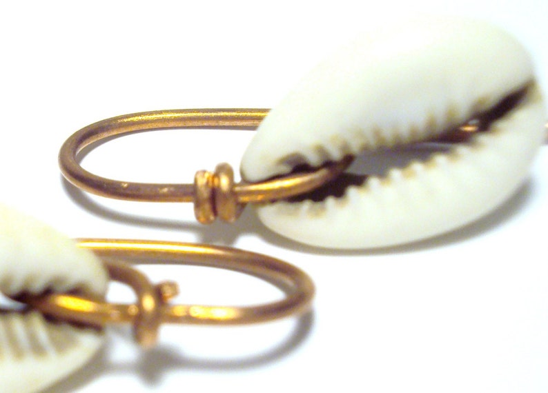 Cowrie Shell Earring Copper Wire Wrap Ear Spears - Etsy