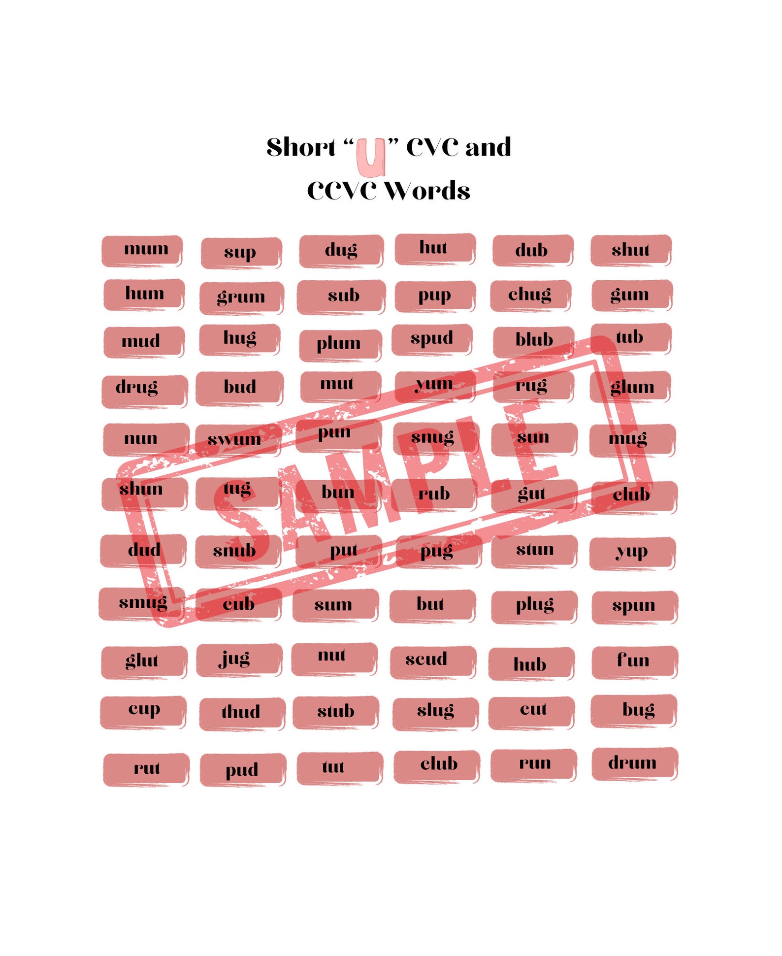 Printable/ Phonics Study Chart/ CVC and CCVC Words/ Reading Practice ...