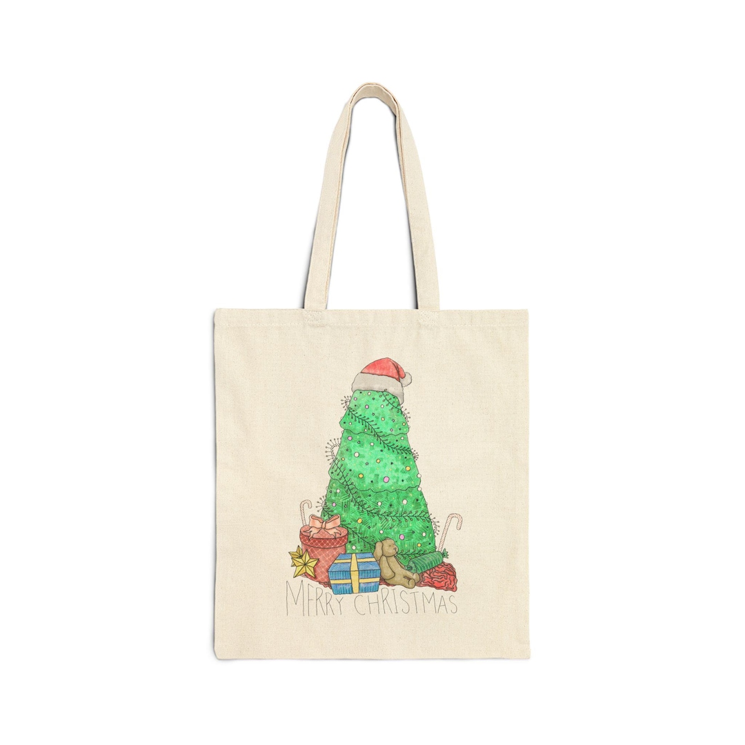 Merry Christmas Canvas Tote Bag, Eco-friendly Holiday Shopper, Gift Bag ...