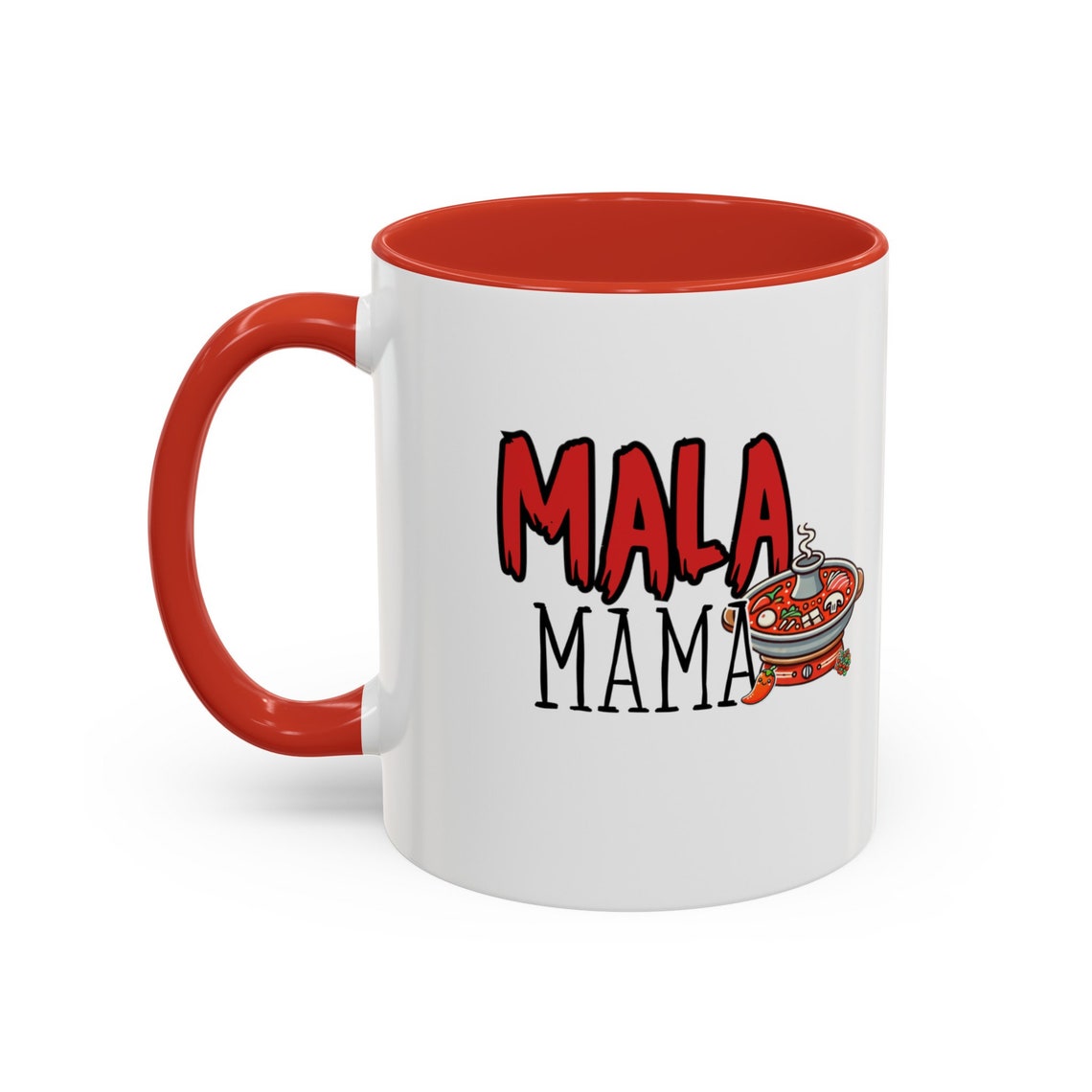 Mala Mama Mug Cartoon Hot Pot and Peppers Fun Gift for Moms and Foodies ...